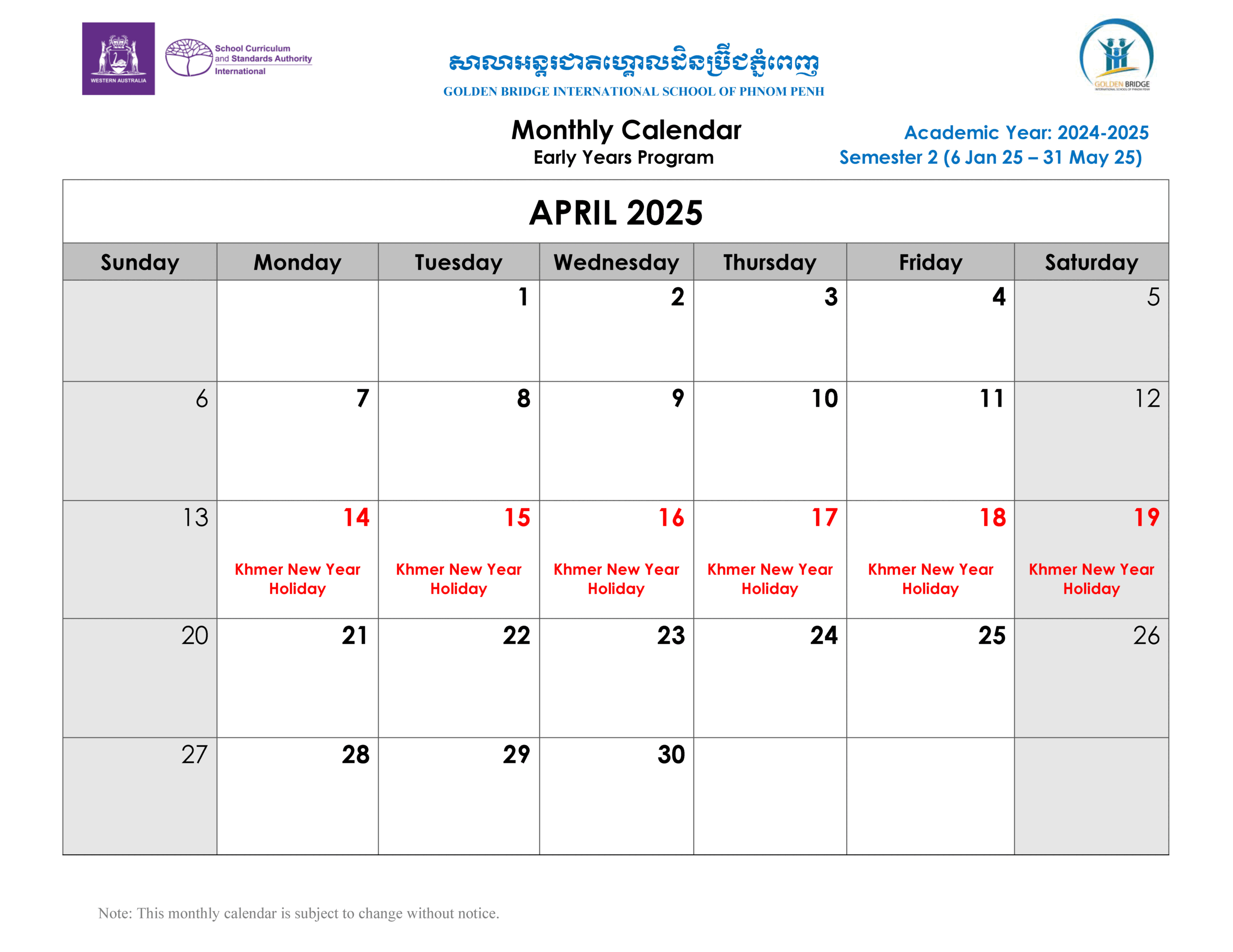 Early Childhood Education Program - Golden Bridge International School of Phnom Penh